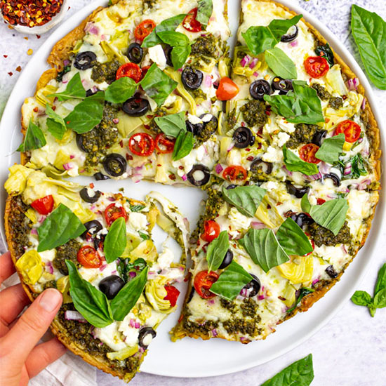 Socca Pizza with Pesto (Gluten Free) [& Yeast Free] - Robust Recipes